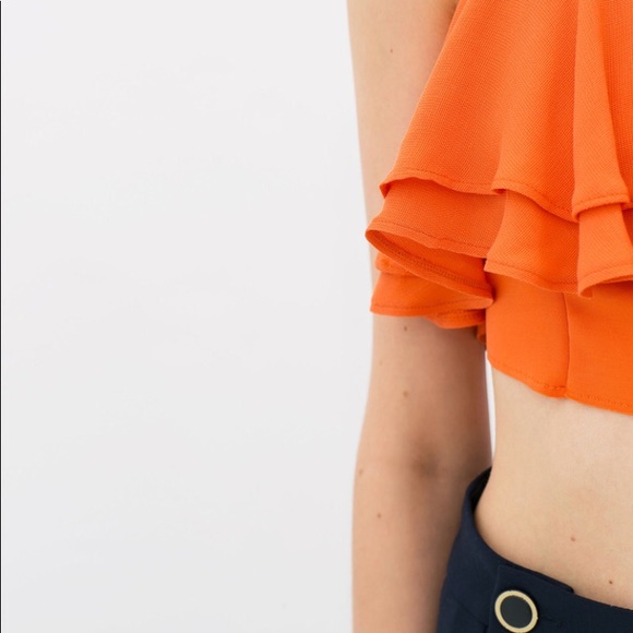 Zara | Tops | Zara Orange Ruffle Top | Poshmark